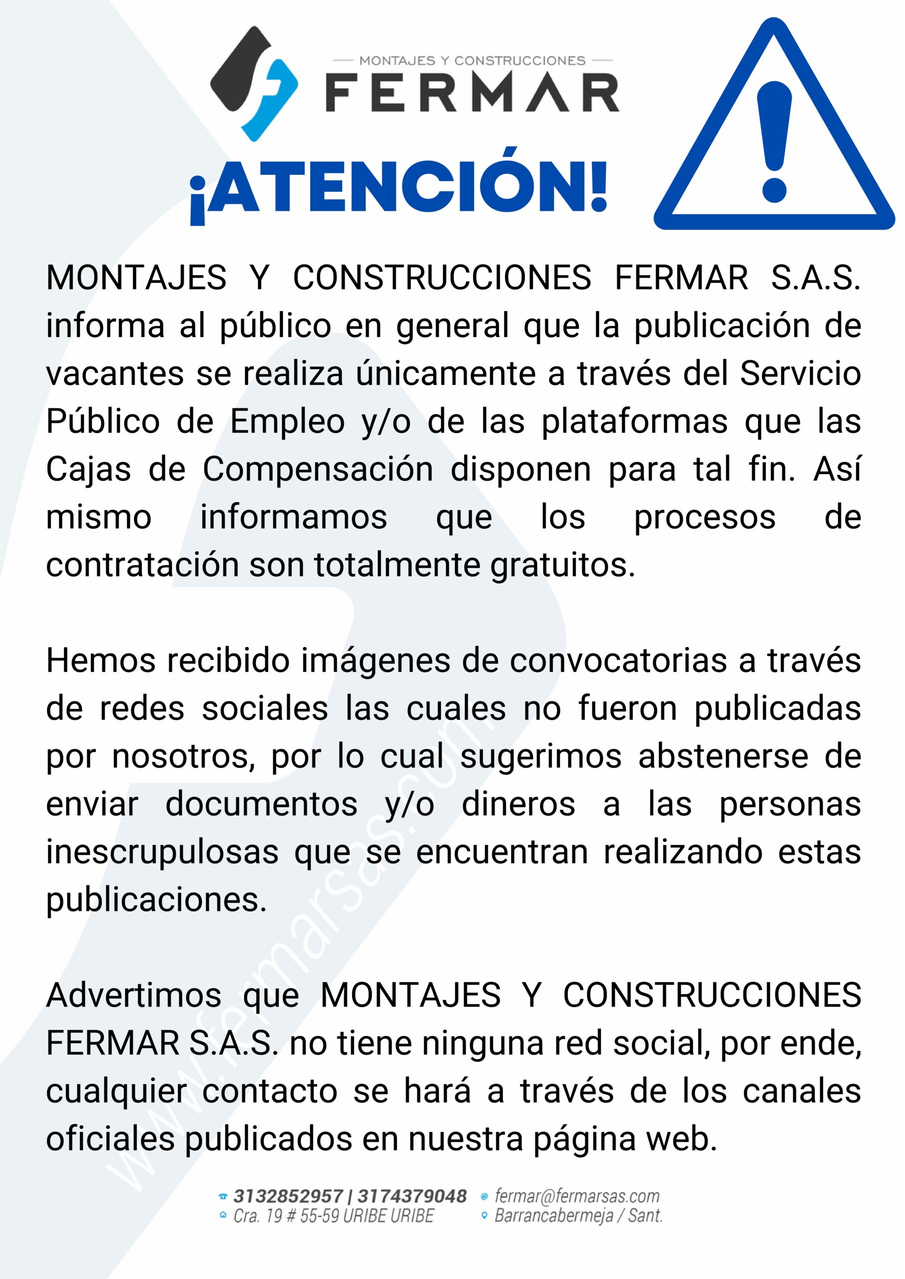 MC FERMAR SAS. – MONTAJES Y CONSTRUCCIONES FERMAR SAS.